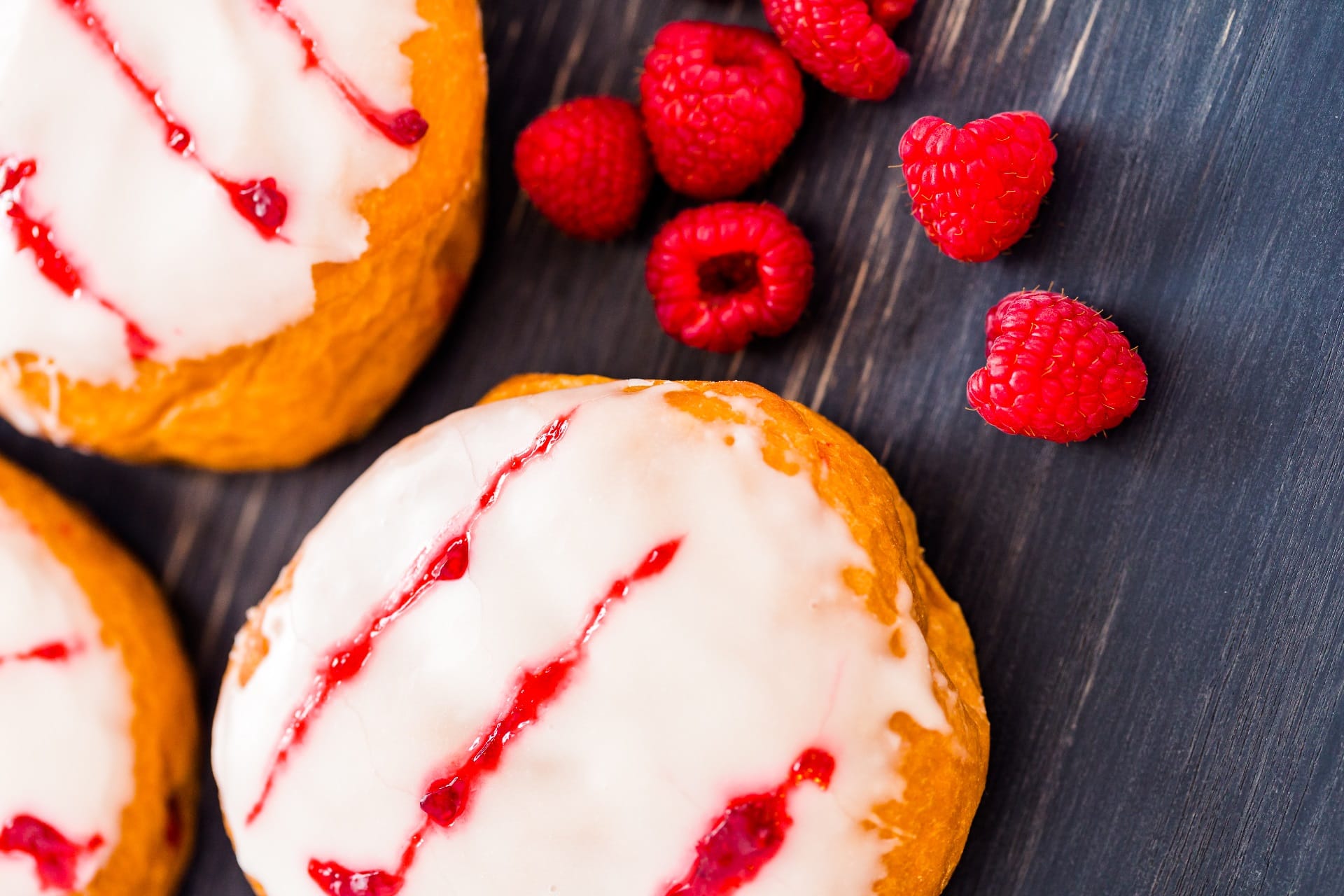 Fruity Raspberry Jam And Blueberry Doughnuts